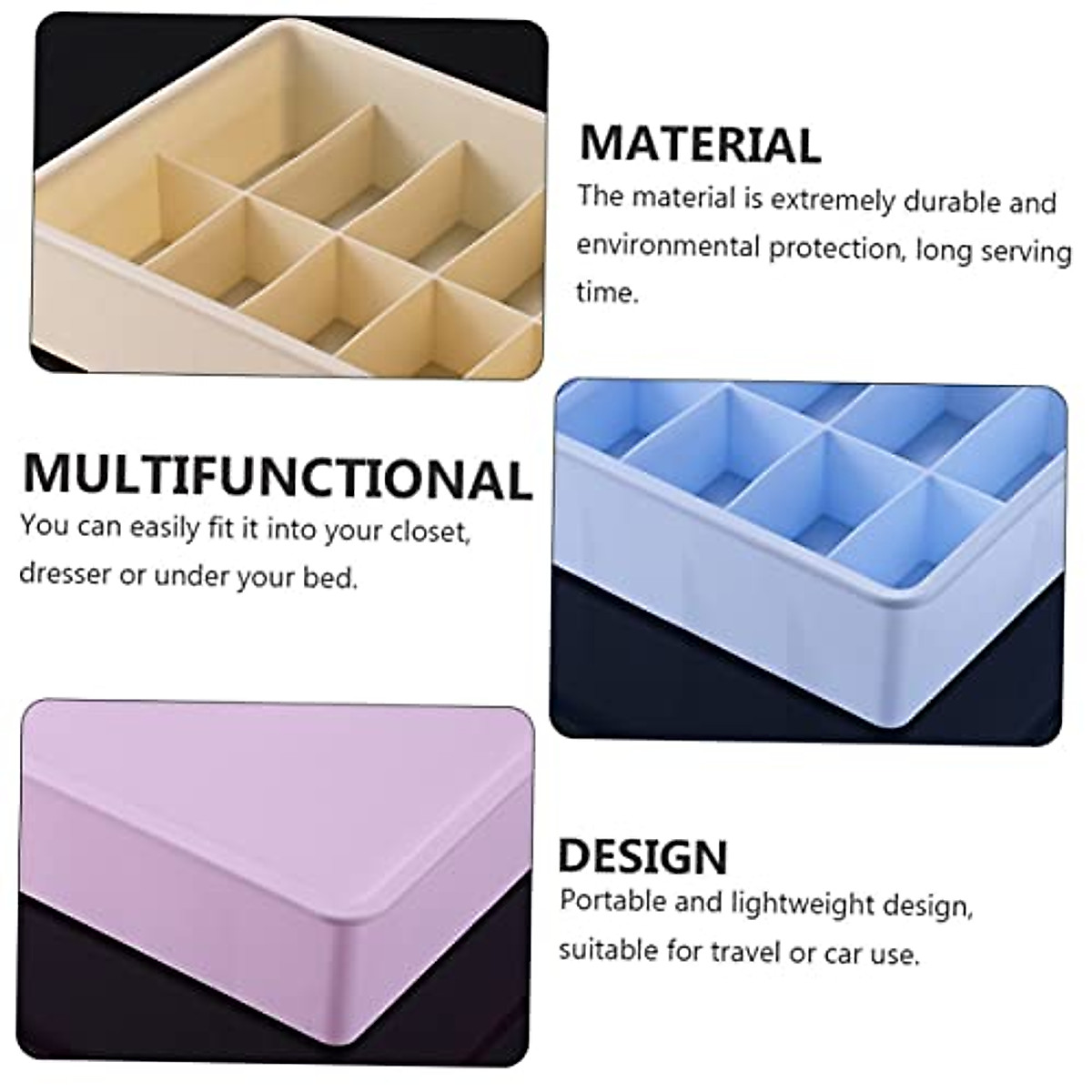 Cabilock Desk Divider 1PC Box storage box with lid cabinet drawer desk drawer storage plastic drawers underwear drawer dividers Socks Storage Organizer storage cubes with lid Bra Organizer