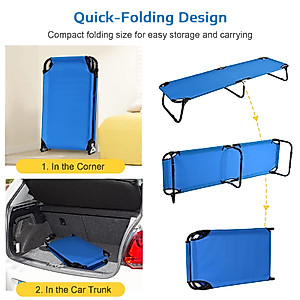 Tangkula Folding Camping Cot, Portable Camping Bed with Steel Frame, Elevated Travel Military Portable Cots Bed for Adults Kids, Indoor Outdoor Foldable Sleeping Cot for Nap, Beach, Hiking, Camping