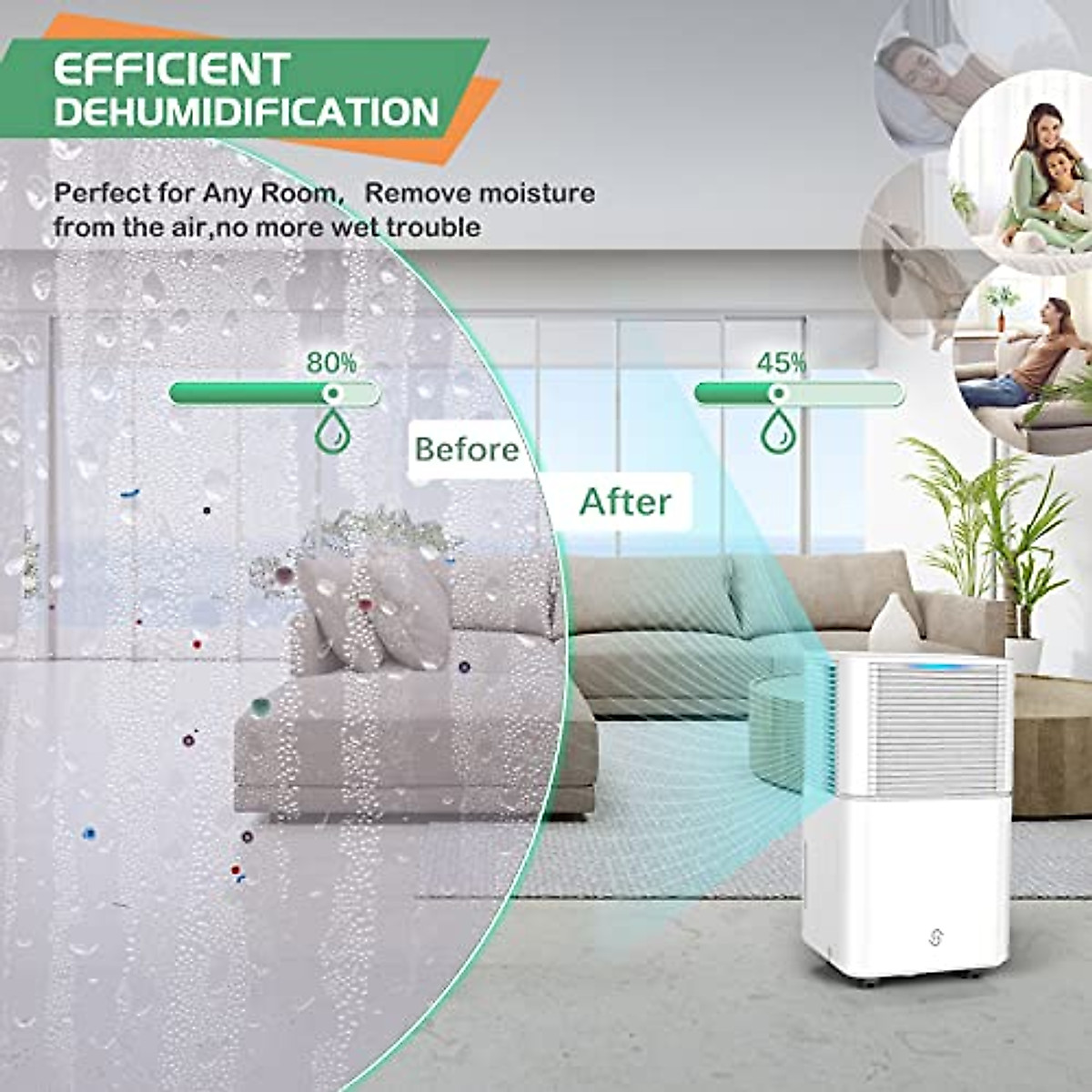 HUMILABS 1500 Sq. Ft Dehumidifiers for Home and Basements,22 Pints Dehumidifiers for Large Room with Auto or Manual Drainage,0.528 Gallon Water Tank,24 Hours Timer,Dry Clothes Mode