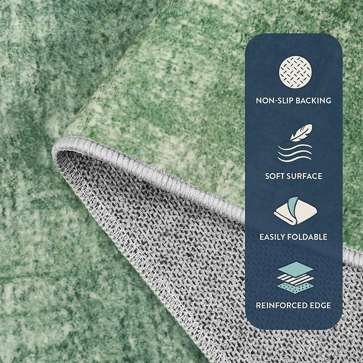 Lahome Green 5x7 Area Rugs,Boho Washable Living Room Rug Soft Bedroom Rug, Modern Abstract Ombre Non-Slip Low-Pile Throw Carpet for Dining Room Office Entryway(5'x7',Green)