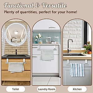 IBEQUEM 4Pcs Towel Rack for Cabinet, Stainless Steel Over Cabinet Towel Rack, Adjustable Kitchen Towel Holder, Towel Bar Holder for Universal Fit on Kitchen Bathroom Over Cabinet Cupboard (Silver)