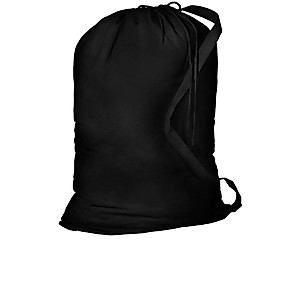 Large Personalized Embroidered Custom Laundry Bags - College Student Bag (Black & Natural)