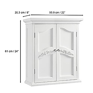 Teamson Home Versailles Removable Wooden Wall Cabinet with 2 Shelves, White