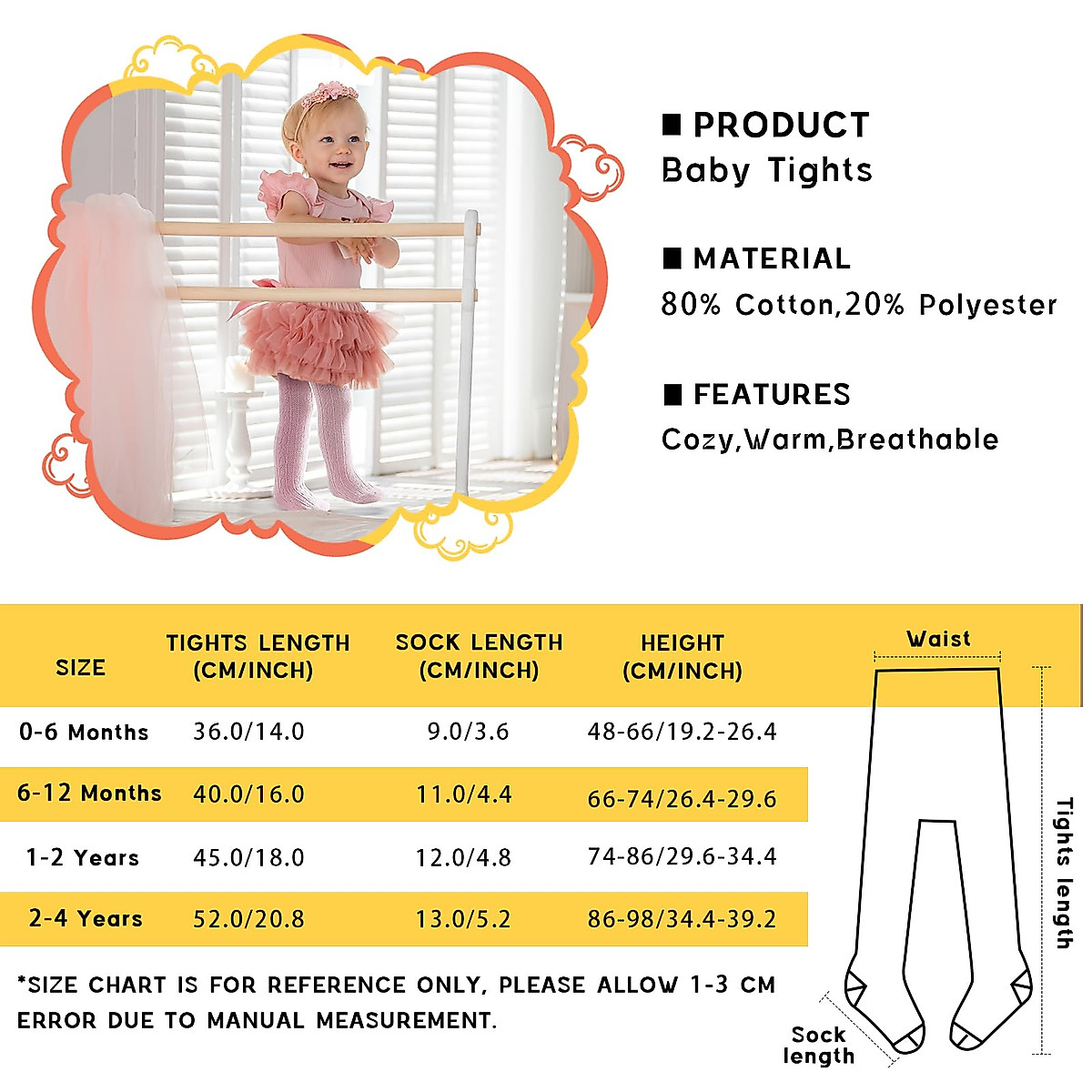 WEWINK PLUS Baby Toddler Girls Tights 3 Pack Knit Cotton Dance Leggings Pants for Infant Girl Stockings (style B twist, 0-6 month)