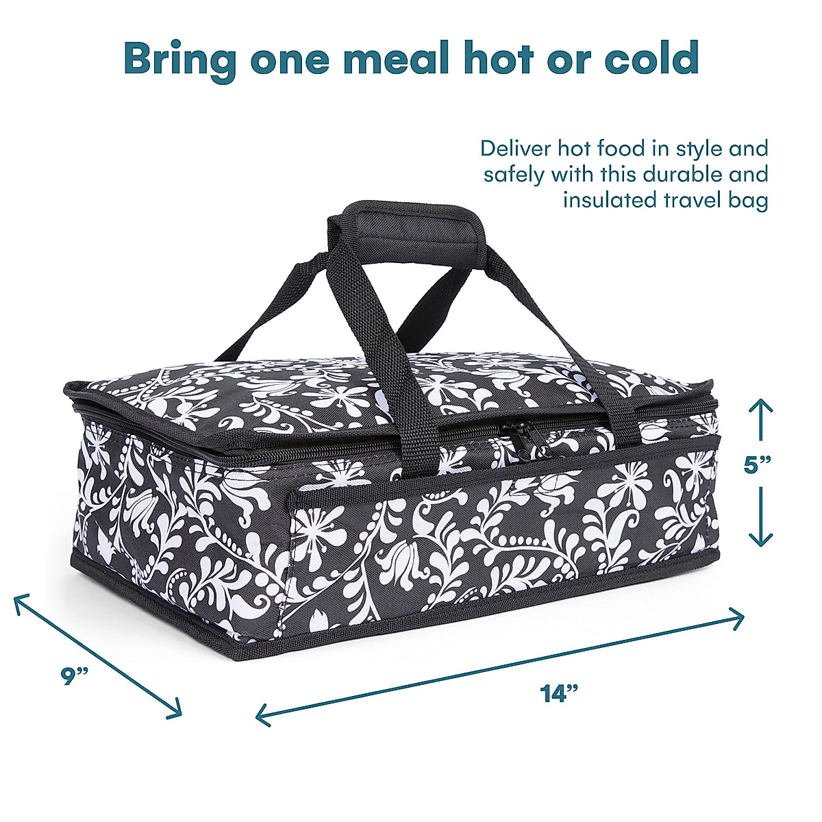 Insulated Casserole Travel Carry Bag Black and White Design