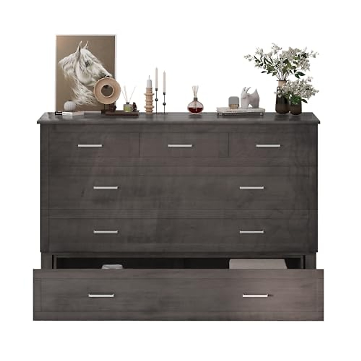 ZAFLY Murphy Cabinet Bed with Folding Foam Mattress(Queen,Stone Gray) Pattern 2