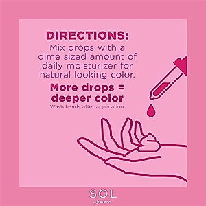 SOL by Jergens Deeper by the Drop Self Tanning Drops, Tanning Water, Add to Lotions, Serums, and Oils for Custom Tan, for Year-Round Glow, 1 Fluid Ounce