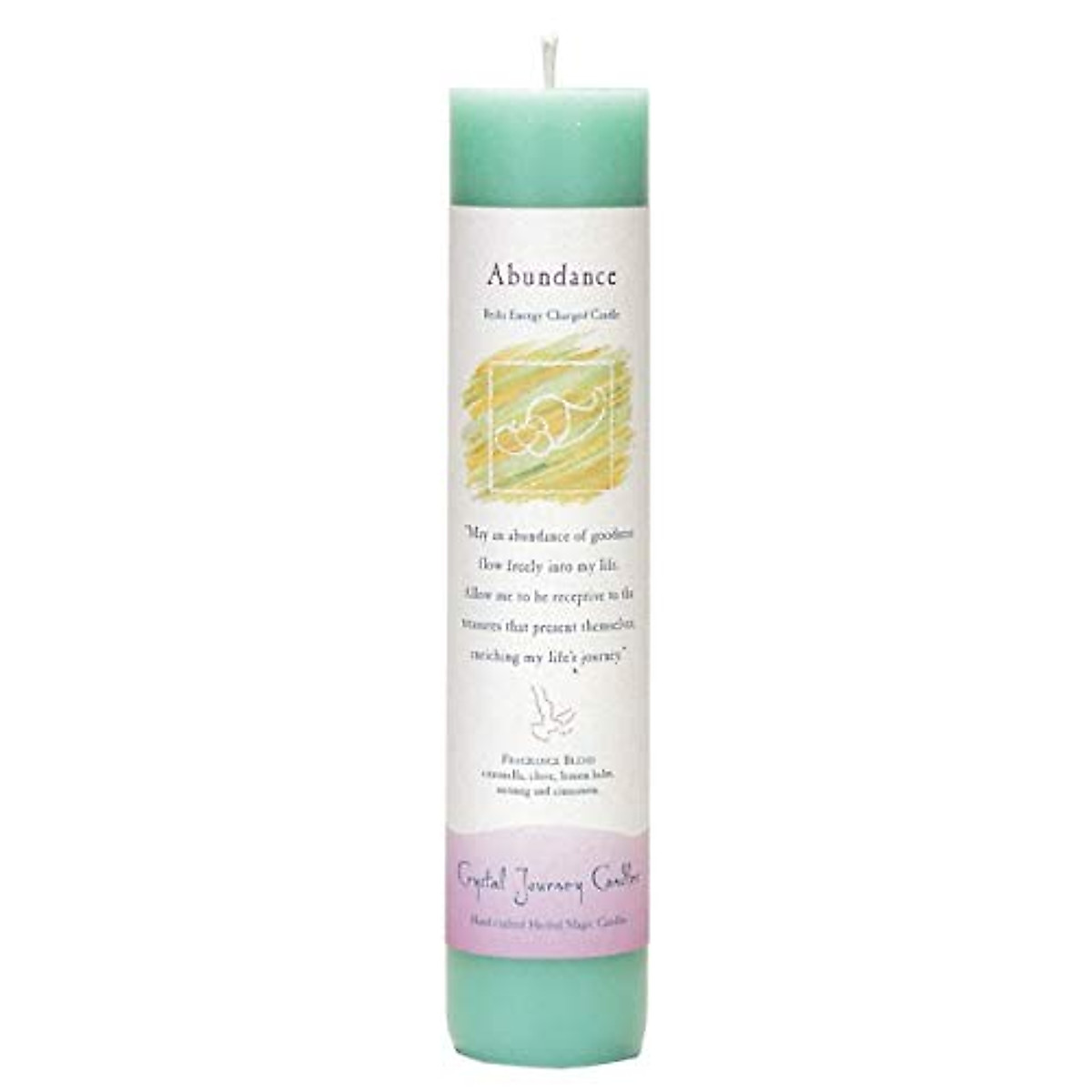 Crystal Journey Reiki Charged Herbal Magic Pillar Candle - Abundance - Made with Aromatherapy Essential Oils Clove, Citronella, Lemon Balm, Cinnamon, and Nutmeg