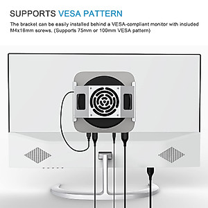 IFCASE Mac Mini Cooling Fan Mount, Behind Monitor, Under Desk, Wall Mount Cooling Fan Stand for Mac Mini 2010 to 2023 M2, Compatible VESA Holder with Anti-Scratch Pad (Silver)