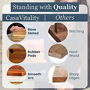 Acacia Wood Magnetic Knife Block 14 x 10" - Double Sided Magnet Knife holder - Magnetic Knife Board W/Knife Sharpener - Knife Holder for Kitchen Counter - Detachable Knife Display Stand