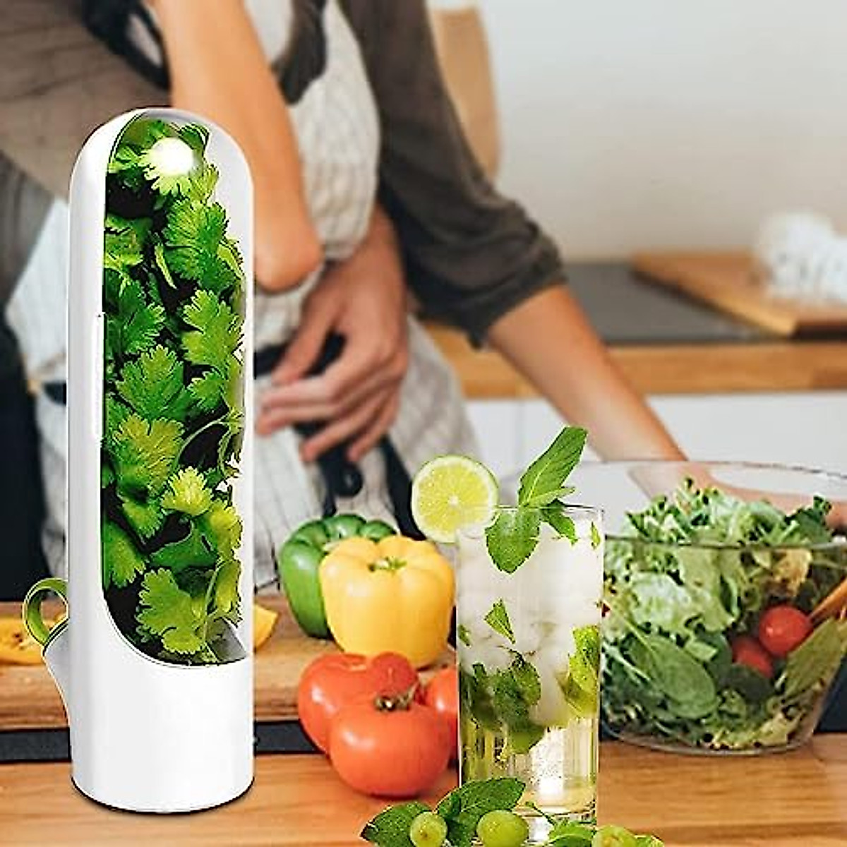1pcs Herb Keeper for Refrigerator, Cilantro Containers for Refrigerator, Herb Saver, Herb Storage Container, Vegetable Preservation Bottle for Cilantro, Mint, Parsley, Asparagus, Keeps Greens Fresh (1 Pack)