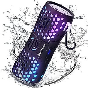 HEYSONG Portable Bluetooth Speaker, IPX7 Waterproof Wireless Speaker with LED Flashing Lights, Loud Sound & Bass, 2000mAh Battery, Travel Speakers for Pool, Beach, Kayak, Gifts for Men, Women