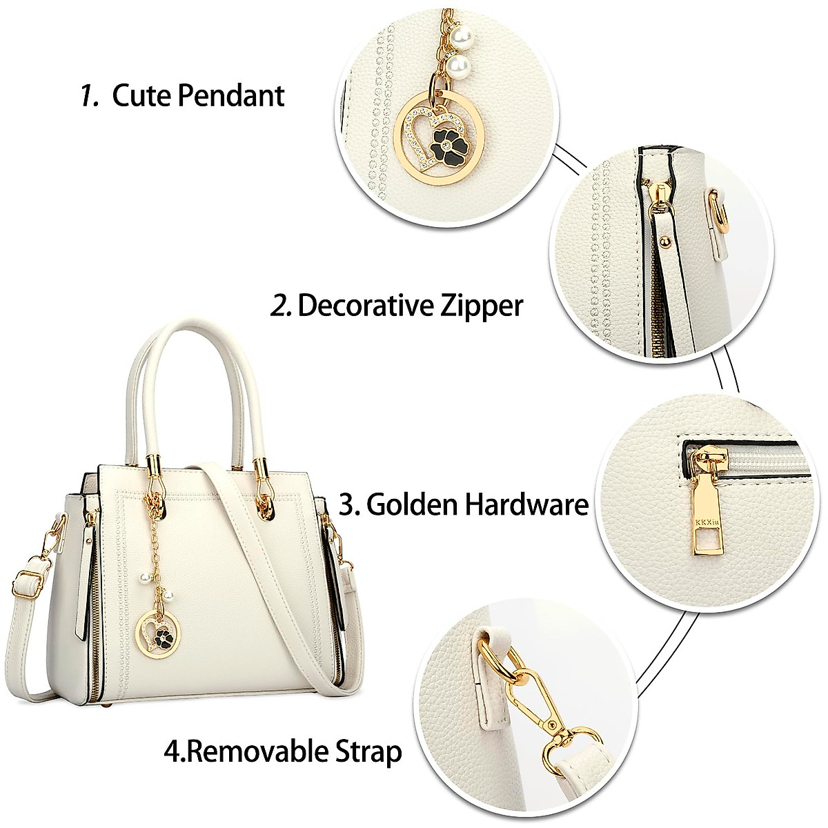 KKXIU Trendy Women Satchel Purses and Handbags Vegan Leather Top Handle Shoulder Crossbody Bag (Brown-A)