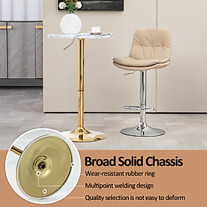 Finnhomy 24'' Round Cocktail Bar Table with Metal Base, Tall Bistro Pub Table, Adjustable 27.9''-35.4'' Counter Bar Height for Kitchen, Dining Room, Living Room, Easy Assembly, Gold