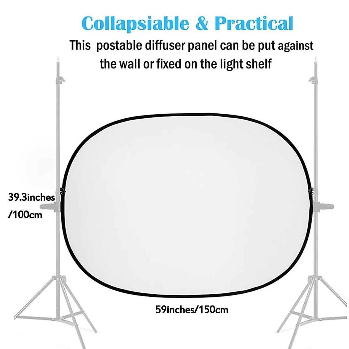 Photography Light Diffuser Panel 59x39.3 Inches/ 150x100cm Collapsible Sun Reflector Diffusion for Photo Studio Outdoor Lighting Portrait Newborn Pictures