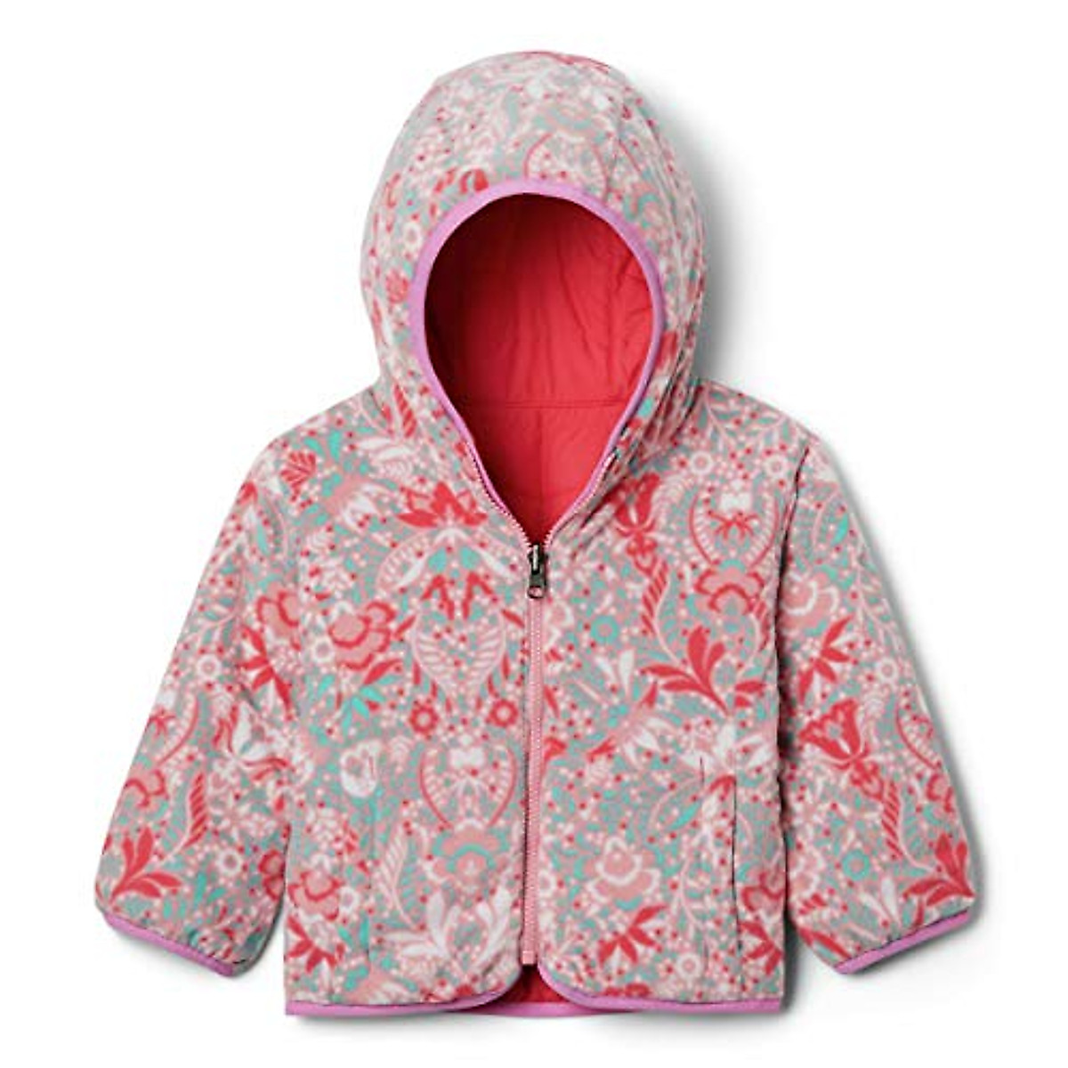 Columbia Toddler Girls Double Trouble Jacket, Bright Geranium/Pink Orchid, 2T