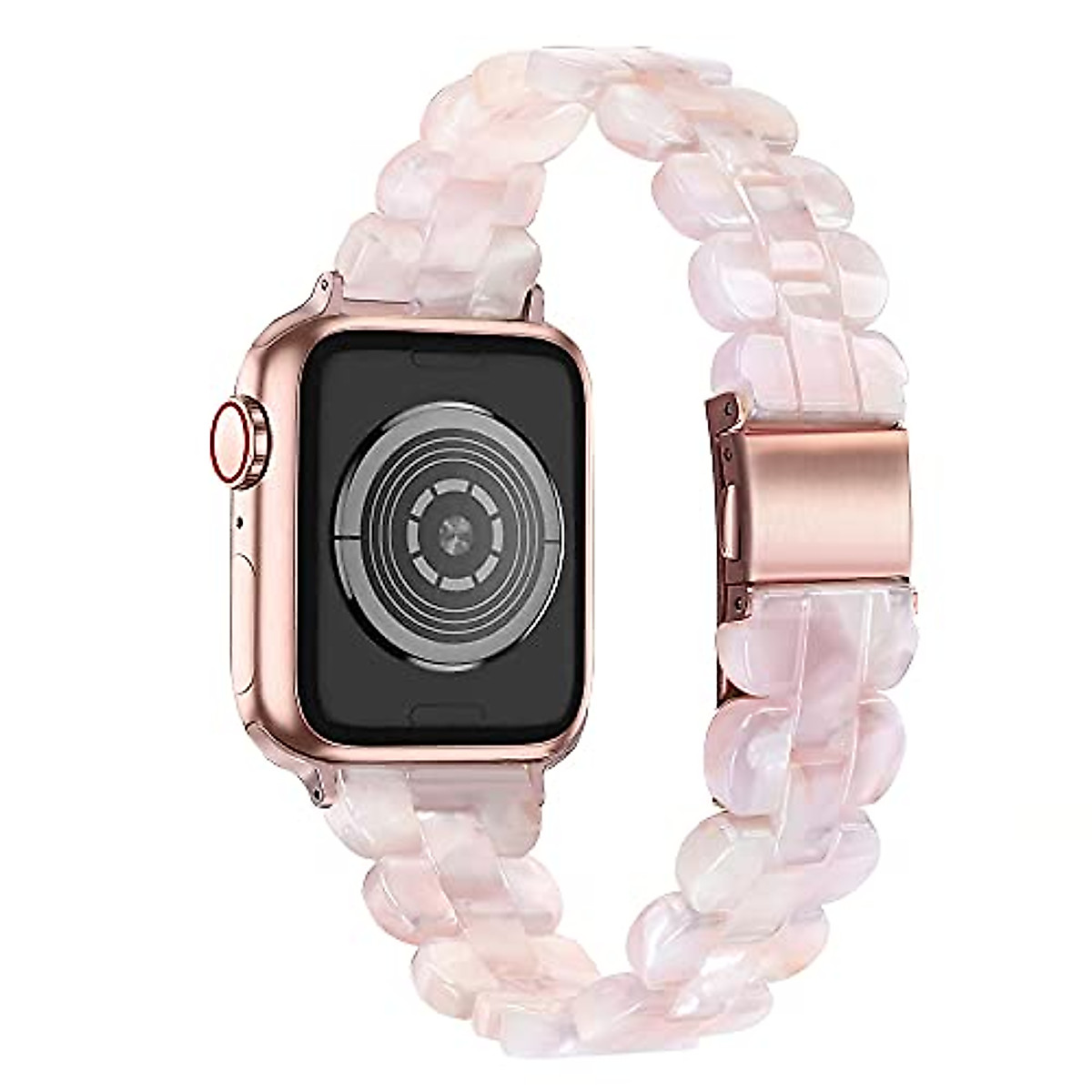 Secbolt Band Compatible with Apple Watch Band 38mm 40mm 41mm Women, Slim Resin Bracelet for iWatch Series 8/7/6/5/4/3/2/1/SE, Pinkish White