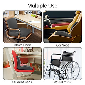 Geeco Memory Foam Seat Cushion and Lumbar Support Pillow 2 in 1, Chair Cushion for Office Chair Car Seat Wheelchair, Orthopedic Seat Cushion Ergonomic Back Support for Lower Back Hip Pain Relief