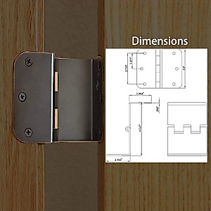 2-Pack Heavy Duty Expandable Door Hinges 3.5 inch Offset Hinges SPCC Black Matte Finish Thickned 1/4'' Radius Corner with 12 Screws, for Doors Interior Swing Out Hinge with Holes Handicap Door Hinge