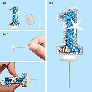 2.76" Large Birthday Candles Number 9 for Cake, Shell Sequins Number Candles for Birthday Party Wedding Anniversary Decorations