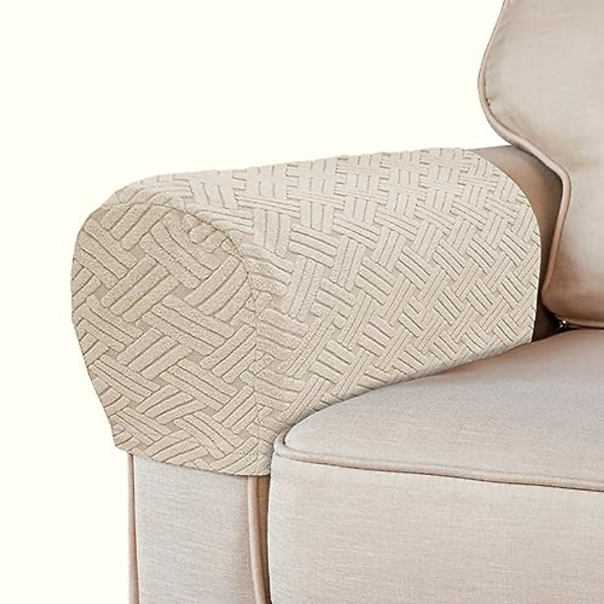 2 Pcs Couch Arm Covers, Stretch Polyester Armchair Slipcover Protector, Scratch Resistant Furniture Protector, Removable Washable Sofa Armrest Protector