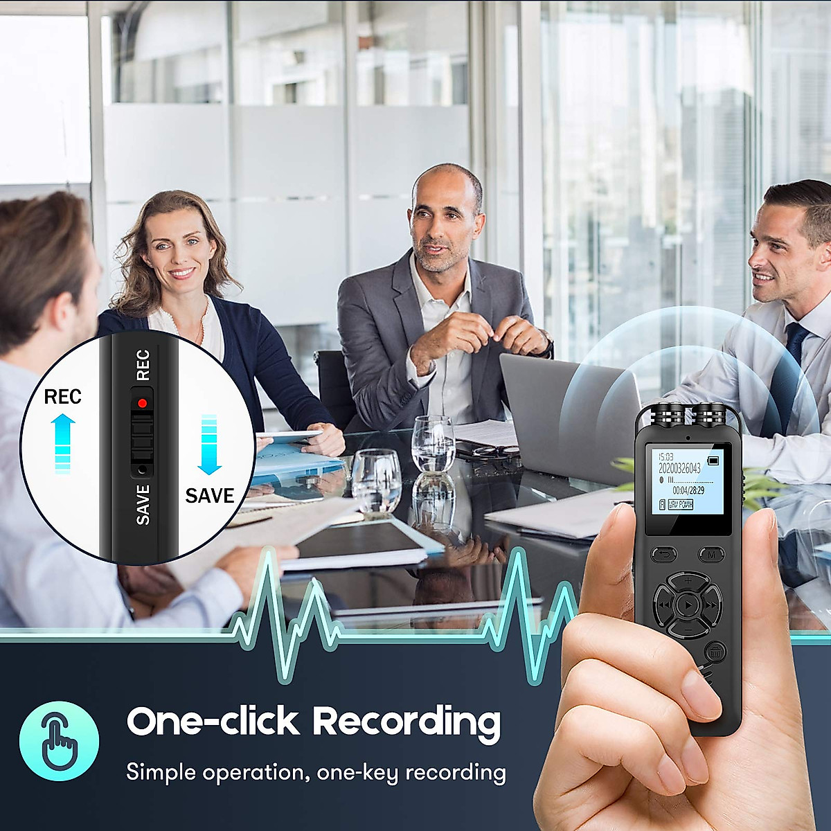 Aomago 32GB Digital Voice Recorder for Lectures Meetings - A36 Audio Recorder with Playback Support External Microphone and Line in Recording 1536Kbps Recording Dictaphone