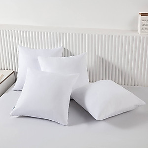 4 Pack Waterproof Down Feather Proof Pillow Protectors with Zipper 18x18 Zippered Pillow Covers for Square Throw Pillow