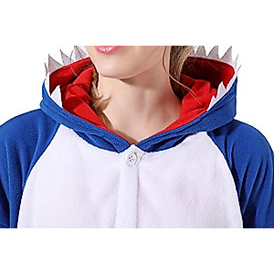 OGU' DEAL Adult Shark Onesie Cartoon Animal Jumpsuit Pajamas Christmas Shark Costumes Halloween Cosplay for Men