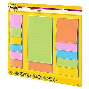 Post-it Super Sticky Pop-up Notes, 3x3 in, 13 Pads, 2x the Sticking Power, Energy Boost, Bright Colors (Orange, Pink, Blue, Green),Recyclable (R330-6SSAN)