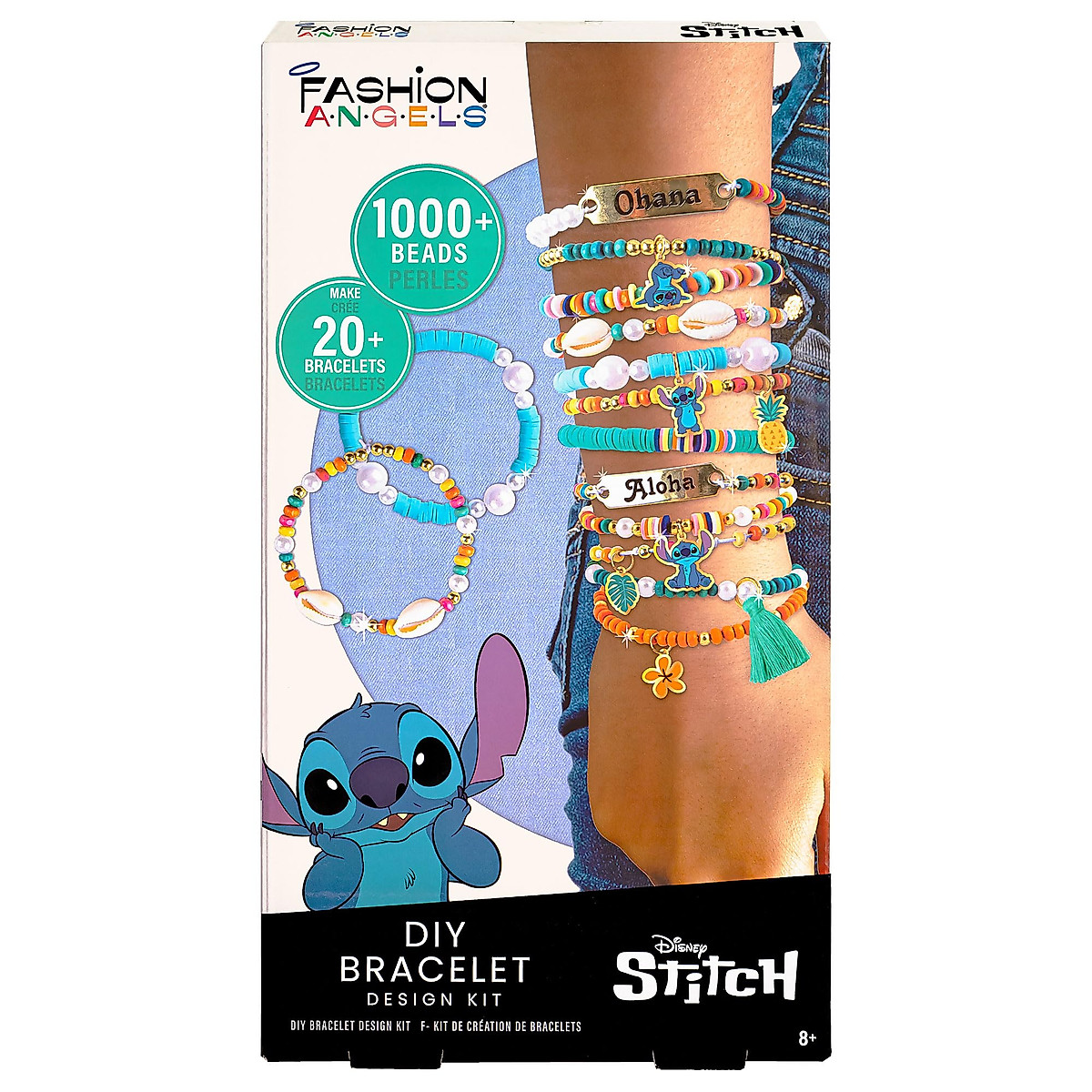 Fashion Angels Disney Stitch DIY Bracelet Making Kit, Includes 1,000+ Shell Beads, Tassels, & More, Lilo & Stitch Collectable Jewelry for Kids, Teen Girls & Boys