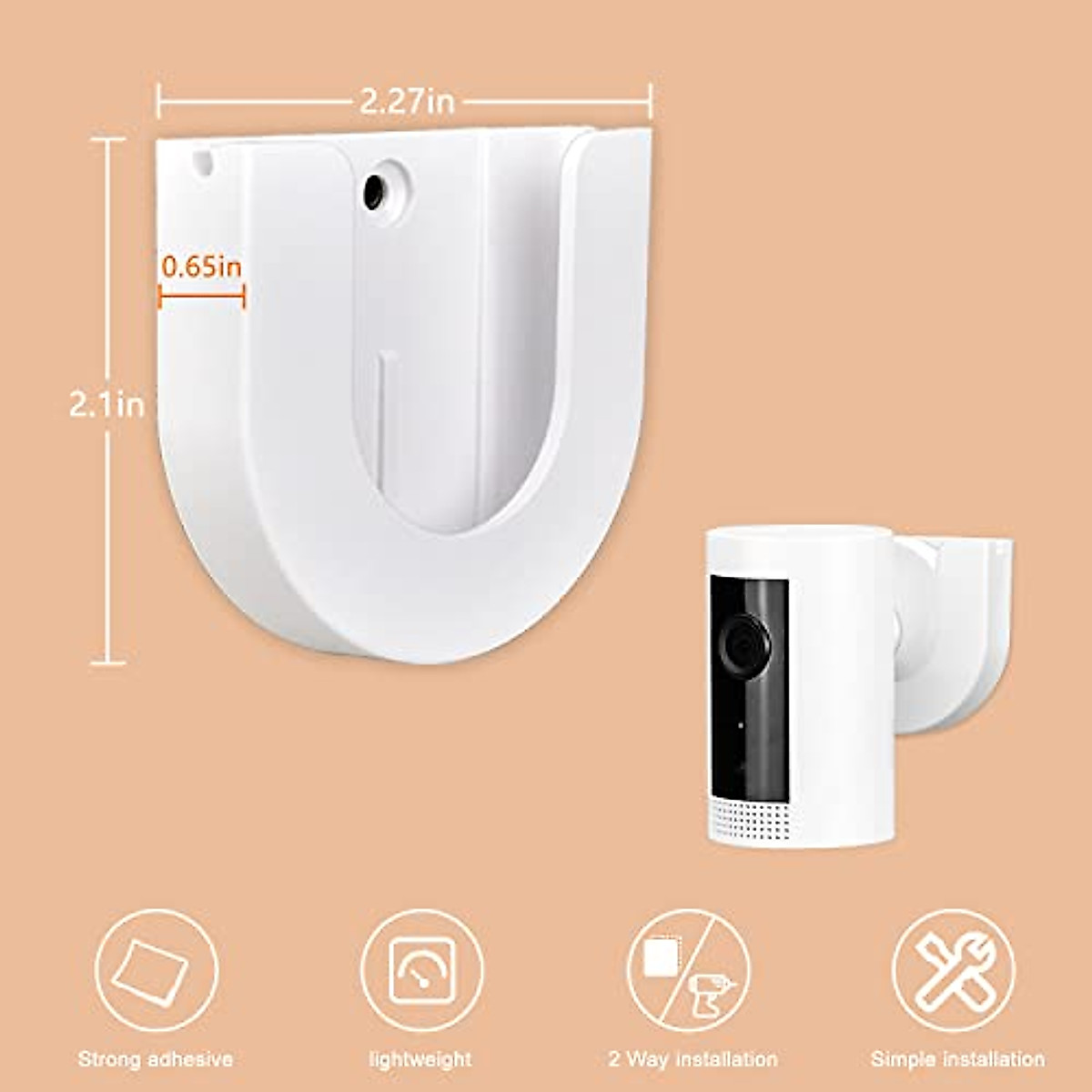 4 Pack Adhesive Wall Mount for Ring Indoor Cam, Strong VHB Stick On - Easy to Install, No Tools Needed, No Mess, No Drilling, Strong Adhesive Mount(Camera is not Included)