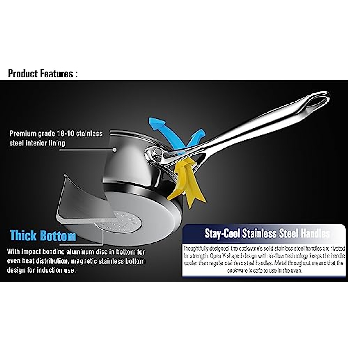 Cooks Standard 8-Quart Classic Stainless Steel Stockpot with Lid, 8-QT, Silver