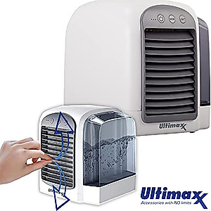 Ultimaxx 2 Pack - CORDLESS, Portable Mini Air Conditioner with 3 Speeds - Personal Air Conditioner Cooling Fan is Whisper-Quiet & Doubles as a Dehumidifier for Bedroom, Office/Desk, Camping & More