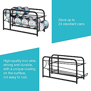 Fogein Mini Soda Can Organizer for Pantry/Refrigerator Pack of 2 Stackable, Soda Can Rack Beverage Dispenser for 221ml/7.5oz Soda Cans, Black