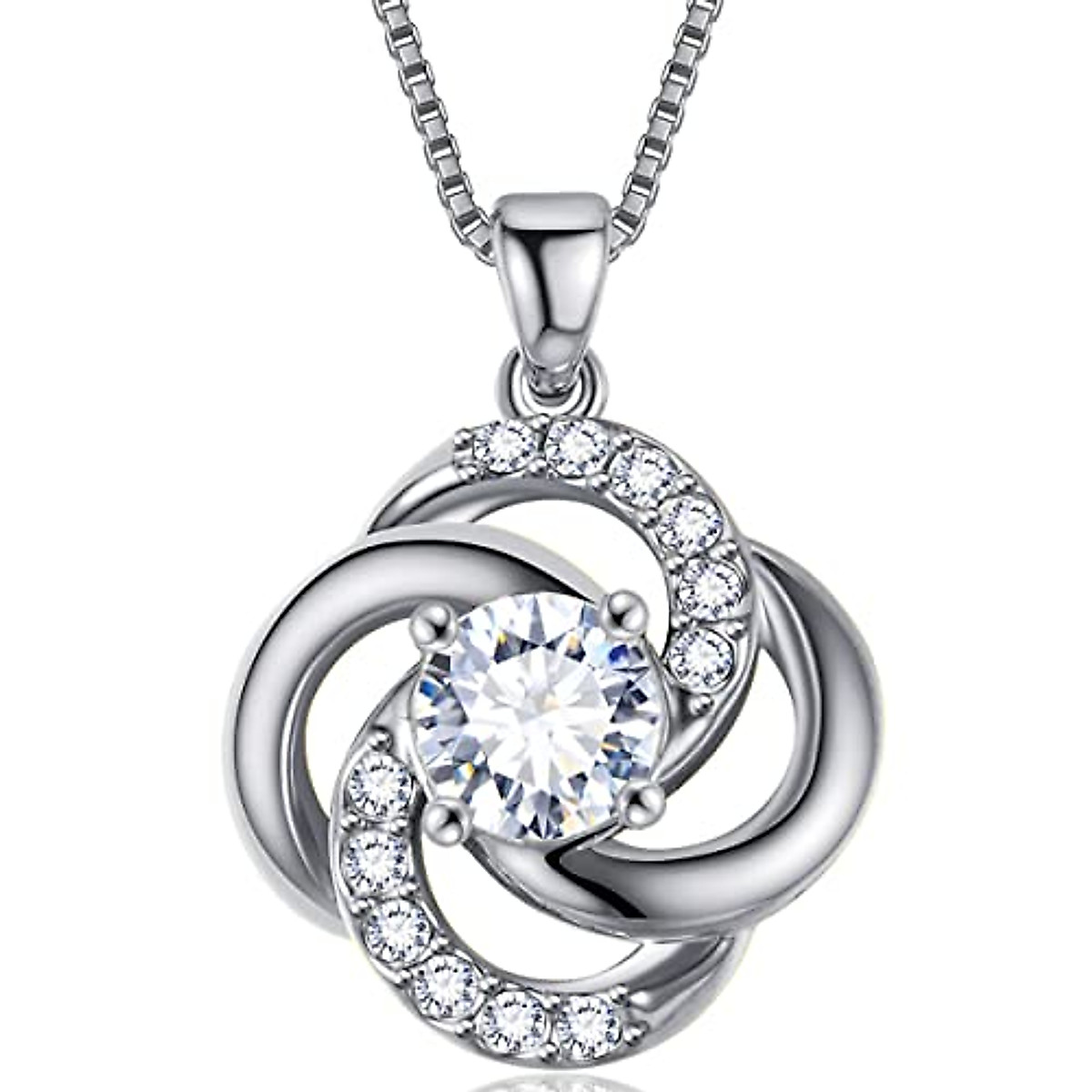 AOUCIA Women Girls 18K Gold Love Heart Cubic Zircon Women's Pendant Necklaces Halloween Christmas Valentine’s Wife Mother’s Day Mom Gifts Jewelry (Petal-Platinum)