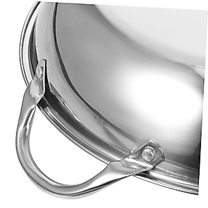 WHAMVOX Stainless Steel Griddle Steamer Pot Double Ears Pan Frying Pan Skillet Steel Pot Pow Wok Pan Everyday Wok Stewpot Skillet Korean Ramen Pot Cooking Pan Individual Asia Small Hot Pot