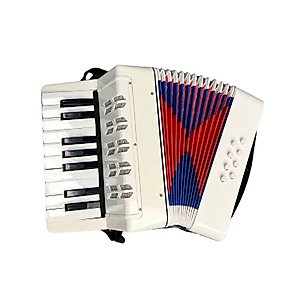 BORIYAM Accordion 17 Keys 8 Bass,Toys for Children and Adult Beginners，Accordion Instrument ，Early Learning Enlightenment Instrument (White)