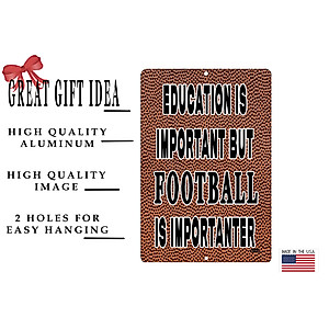 Rogue River Tactical Funny Football Player Metal Tin Sign Wall Decor Man Cave Bar Education is Important