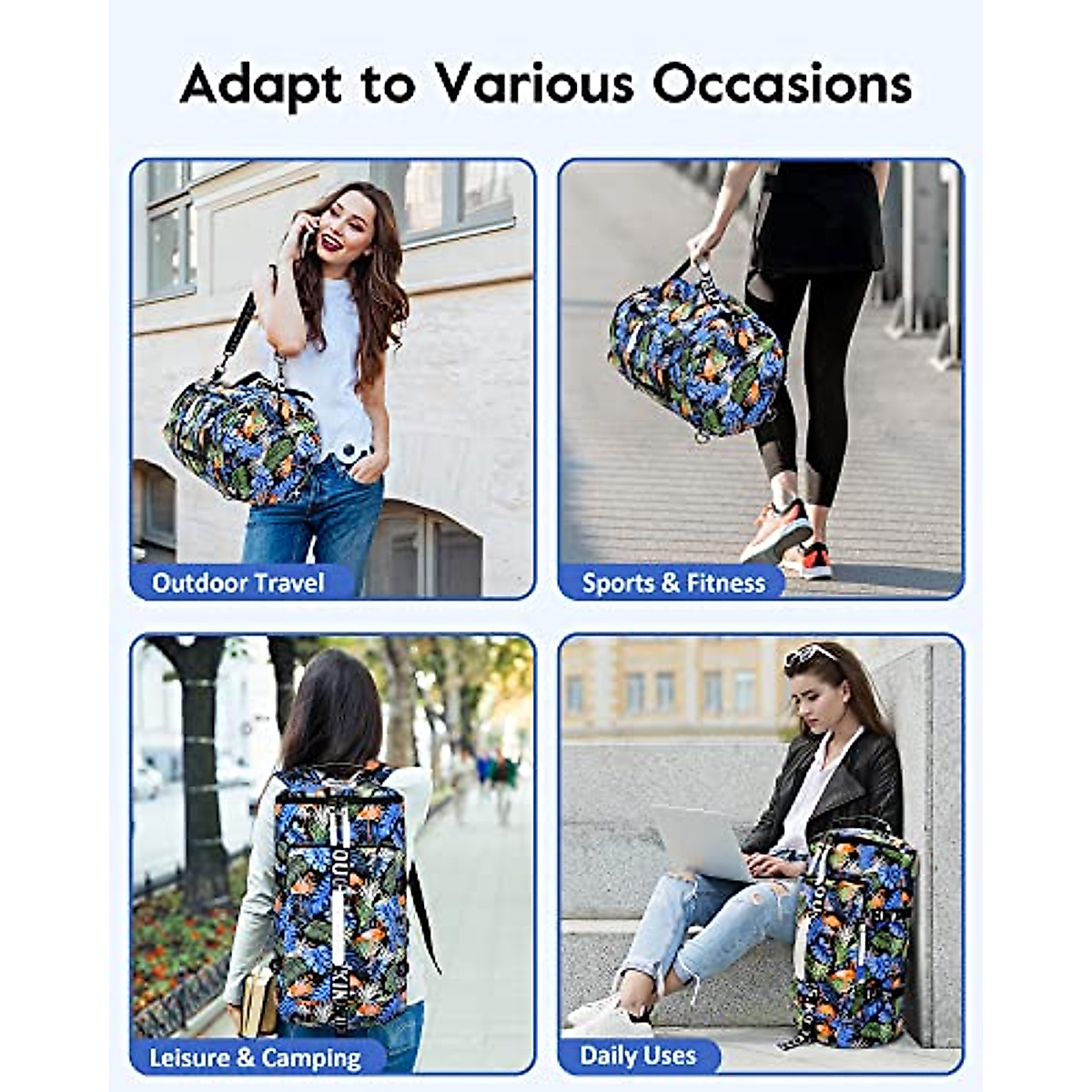 CLINFISH 40L Backpack Gym Duffle Bag Travel Backpack Waterproof Sling Bag Crossbody Daypack, Casual Daypacks for Sport Hiking