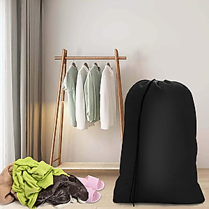 2 Pack Heavy Duty Large Laundry Bag 28 x 45 inch Extra Hamper Bag Dirty Laundry Bags Clothes Organizer Drawstring Cloth Laundry Bag Travel Laundry Bag for Camp Home College Dorm Black