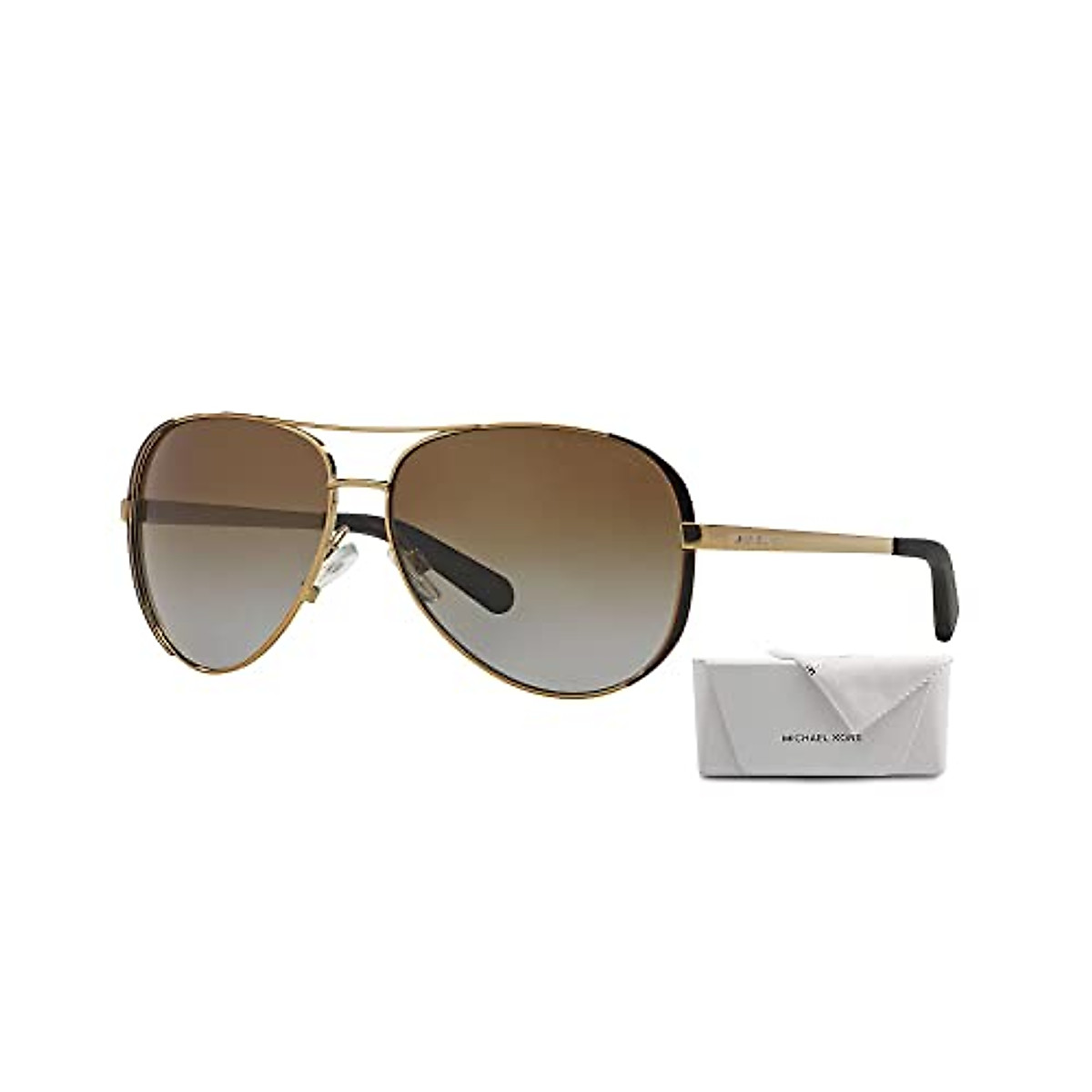Michael Kors MK5004 CHELSEA Aviator 1014T5 59M Sunglasses For Women + BUNDLE with Designer iWear Eyewear Care Kit Care Kit (Gold/Dark Chocolate Brown/Brown Gradient Polarized)