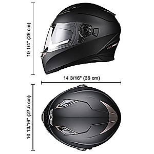 AHR Motorcycle Full Face Helmet Dual Visor Street Bike Lightweight DOT Approved Helmet Snowmobile Touring Sports for Adult Run-F1 (Matte Black, Large)