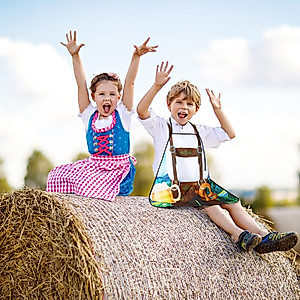 Sintege 2 Pack Oktoberfest Aprons German Apron Lederhosen and Dirndl Apron for Oktoberfest Bavarian Beer Festival Party Decor(Men Style)