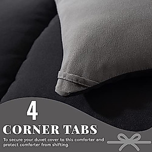 Cosybay Down Alternative Comforter (Black/Grey, Cal-King) - All Season Soft Quilted California King Size Bed Comforter - Duvet Insert with Corner Tabs -Winter Summer Warm Fluffy, 104x96 inches