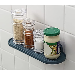 Fineget Floating Shelves Wall Mount Shelf Adhesive Soap Shower Shelves Plastic Shower Caddy for Bathroom Kitchen Bedroom Living Room Rustproof No Drilling Storage Organizer Sea-Blue 2 Pack