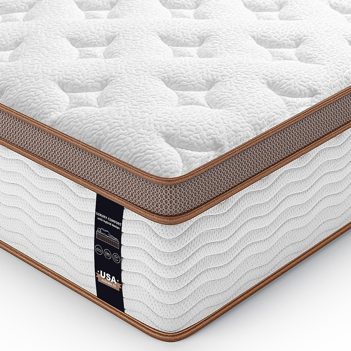 BedStory Queen Mattress - 14 Inch Hybrid Mattress in a Box - Individually Wrapped Coils for Pressure Relief and Motion Isolation