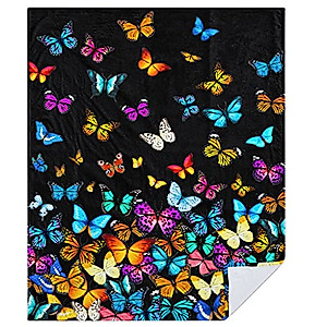 Butterfly Blanket Beautiful Butterfly Throw Blanket Ultra Soft Flannel Colorful Butterflies Blanket Gifts for Kids Adults 50"x40"