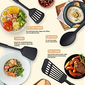 Kitchen Utensils Set, 7PCS Cooking Utensils Set 410F° Heat Resistant & Non-stick Food Nylon Kitchen Gadgets Accessories For Cookware, BPA Free Kitchen Tools Gift (Black)