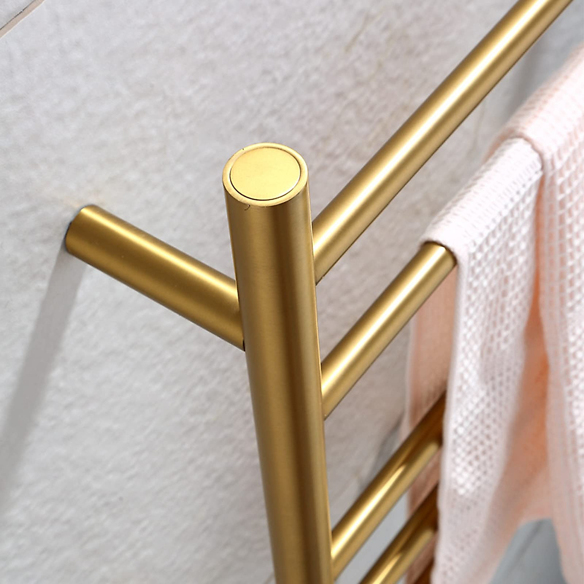 Towel Warmer Drying Rack, Electric Brushed Gold Heated Towel Rail Radiator for Bathroom, Wall Mounted Heated Towel Rack with On/Off Switch, 304 Stainless Steel, 600X520x125mm,Hardwired