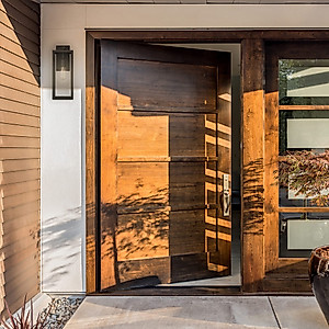 Globe Electric 44837 1-Light Outdoor Wall Sconce, Brushed Dark Bronze, Clear Glass Shade, Wall Lighting, Wall Lamp Dimmable, Home Décor, Porch Light, Front Porch Decor, Patio, Bulb Not Included